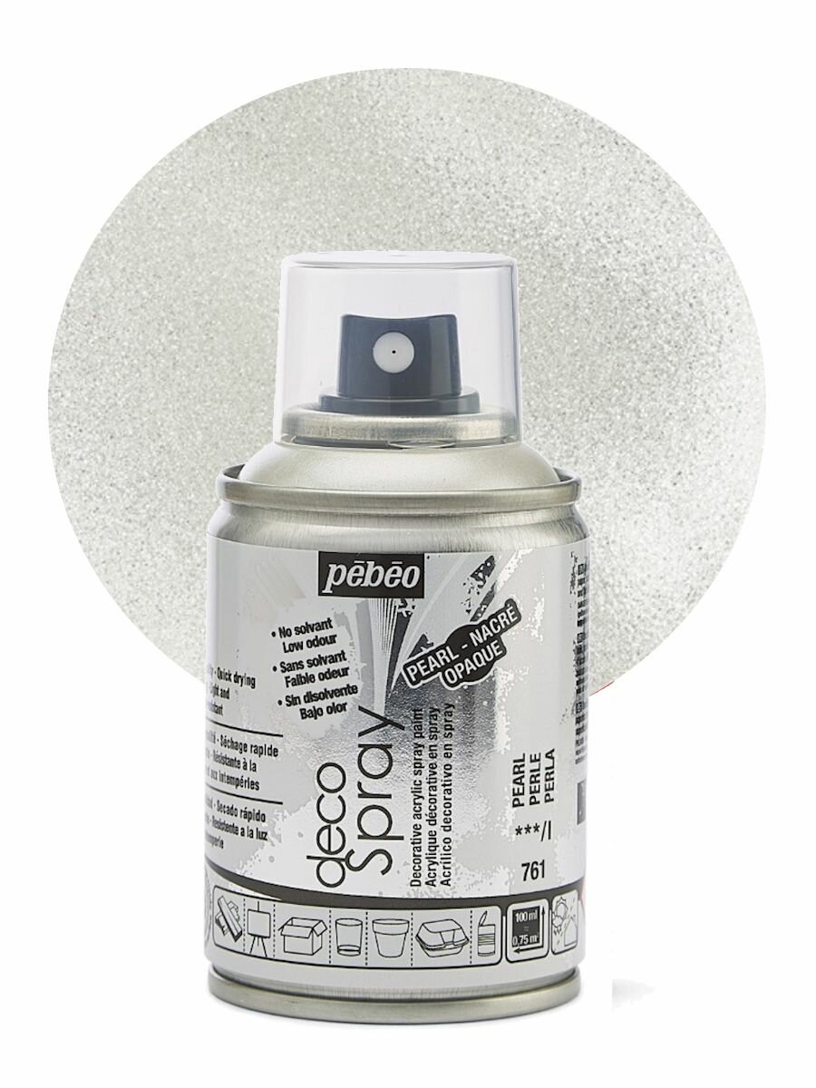 Акриловая краска на водной основе Pebeo decoSpray (аэрозоль) 100 мл, жемчужный перламутровый