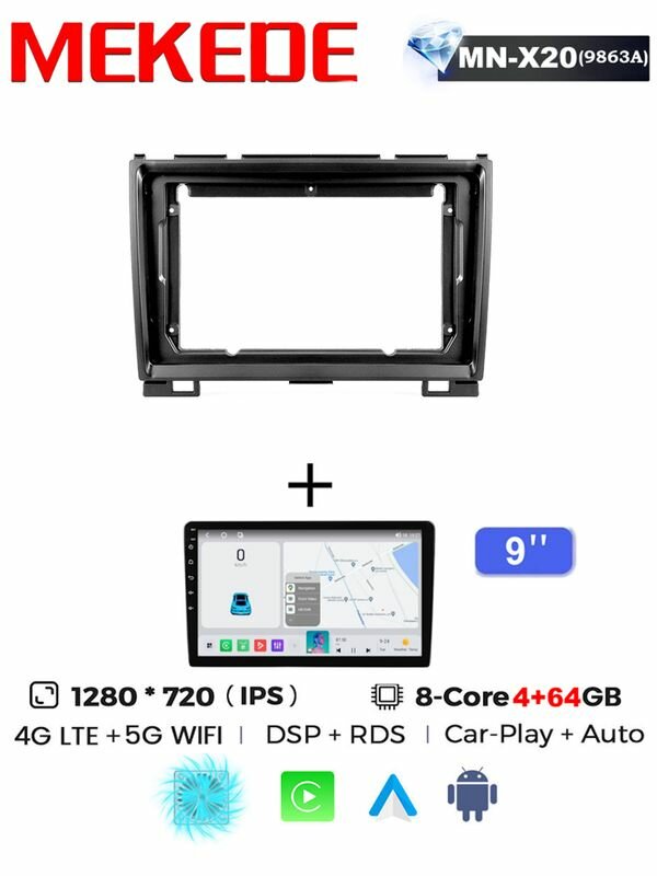 Магнитола 9" Mekede MN X20 Pro 4/64 Gb GREAT WALL Hover Haval H3 H5 2011-2016 carplay