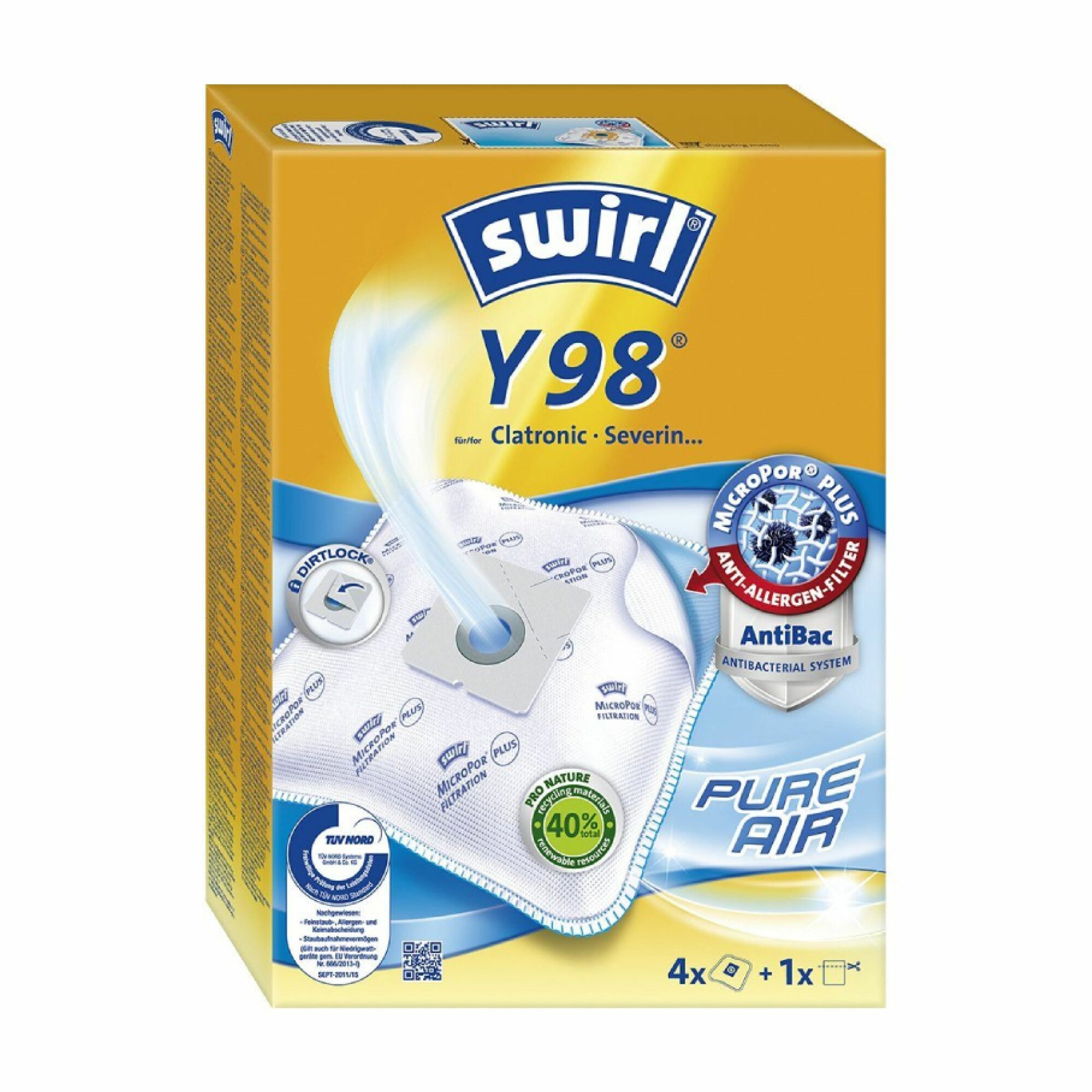 Мешки для пылесоса Y98, 4 шт + 1 фильтр, Swirl