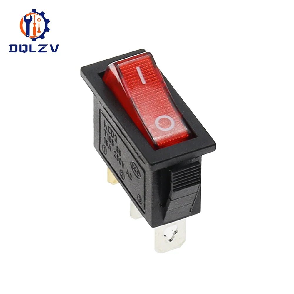 Переключатель DQLZV KCD3 220В, Red light, 3PCS