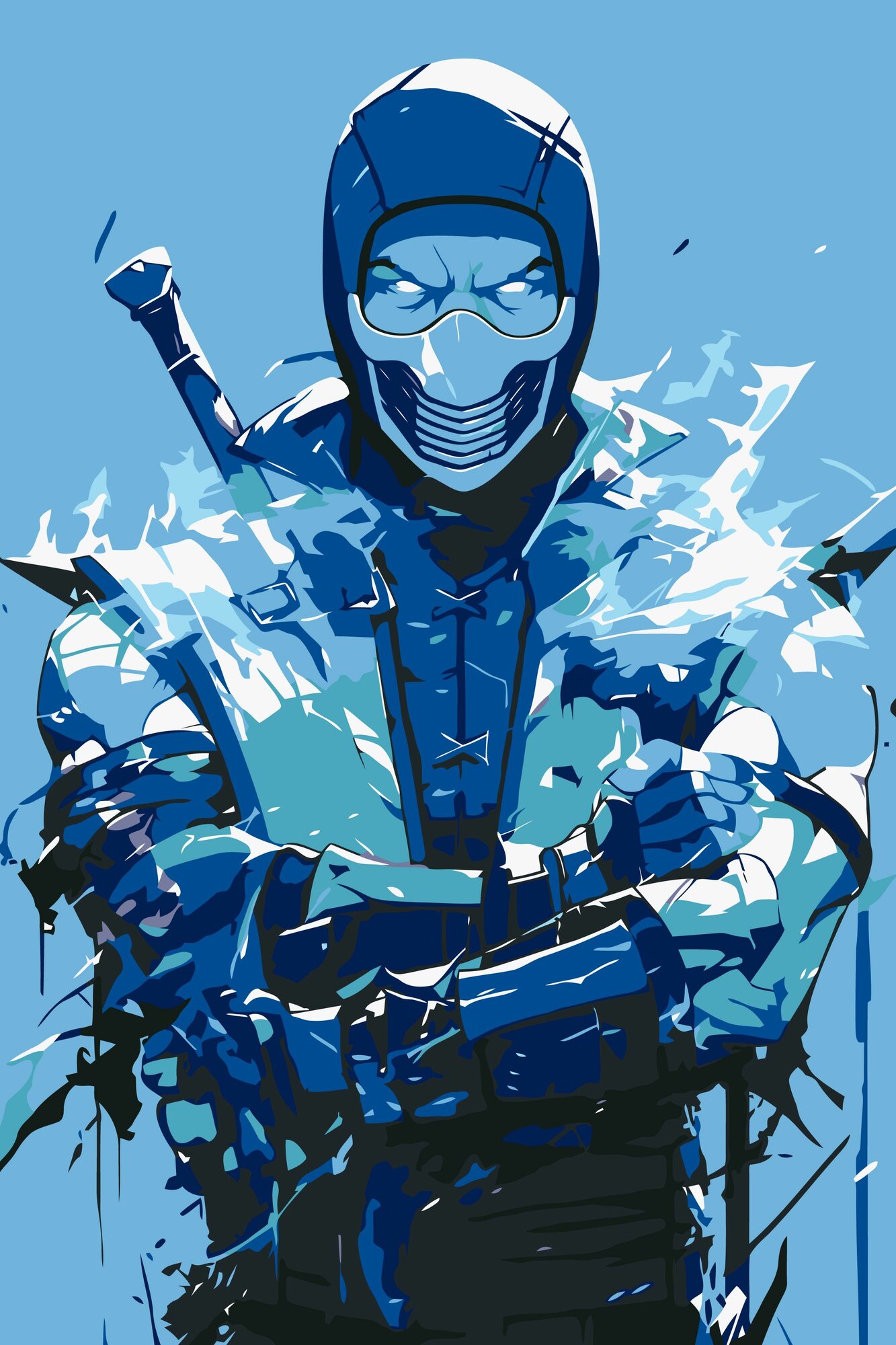 Детская картина по номерам E3267 "Мортал Комбат - Саб-Зиро" 20x30