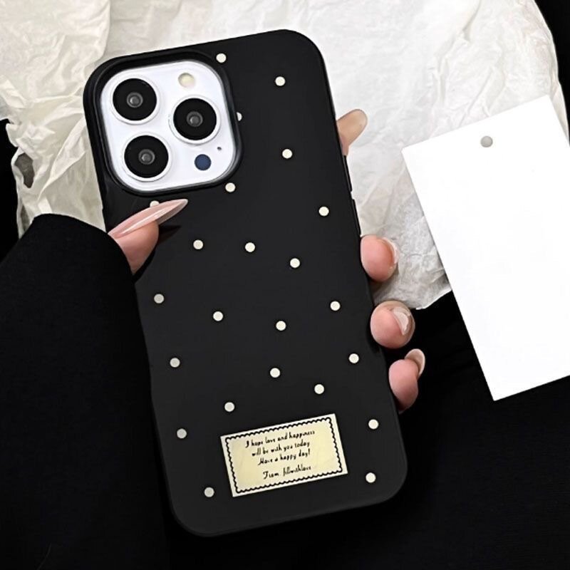 Этикетка в горошек, для Apple 11, желейно-черная, с надписью