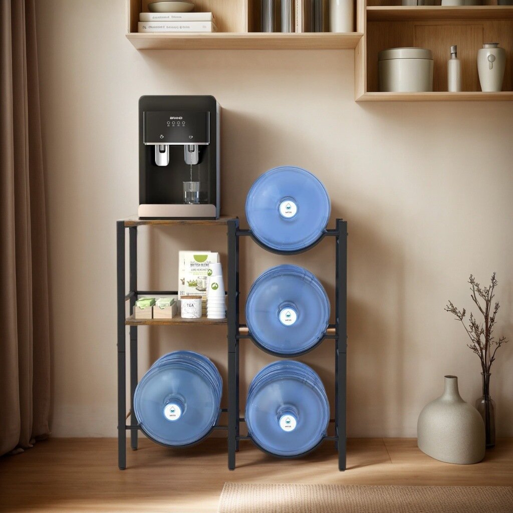 Двухрядная трехслойная деревянная подставка для ведер, черная