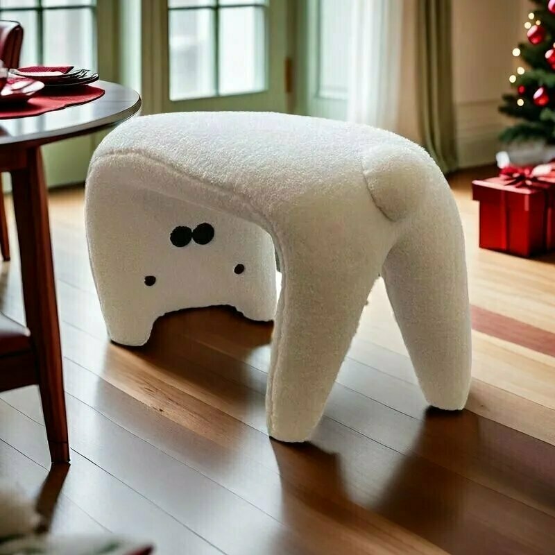 Табурет "IKEA", текстиль, полукруглый, универсальный, белый, 1шт.