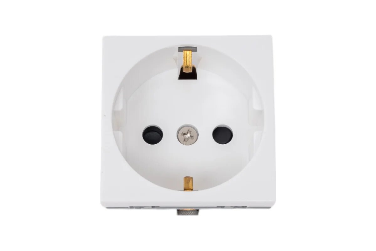 Рувинил модульная розетка с заземлением и шторками 45x45мм белая 16А 250В АДЛ 13-900 10 шт