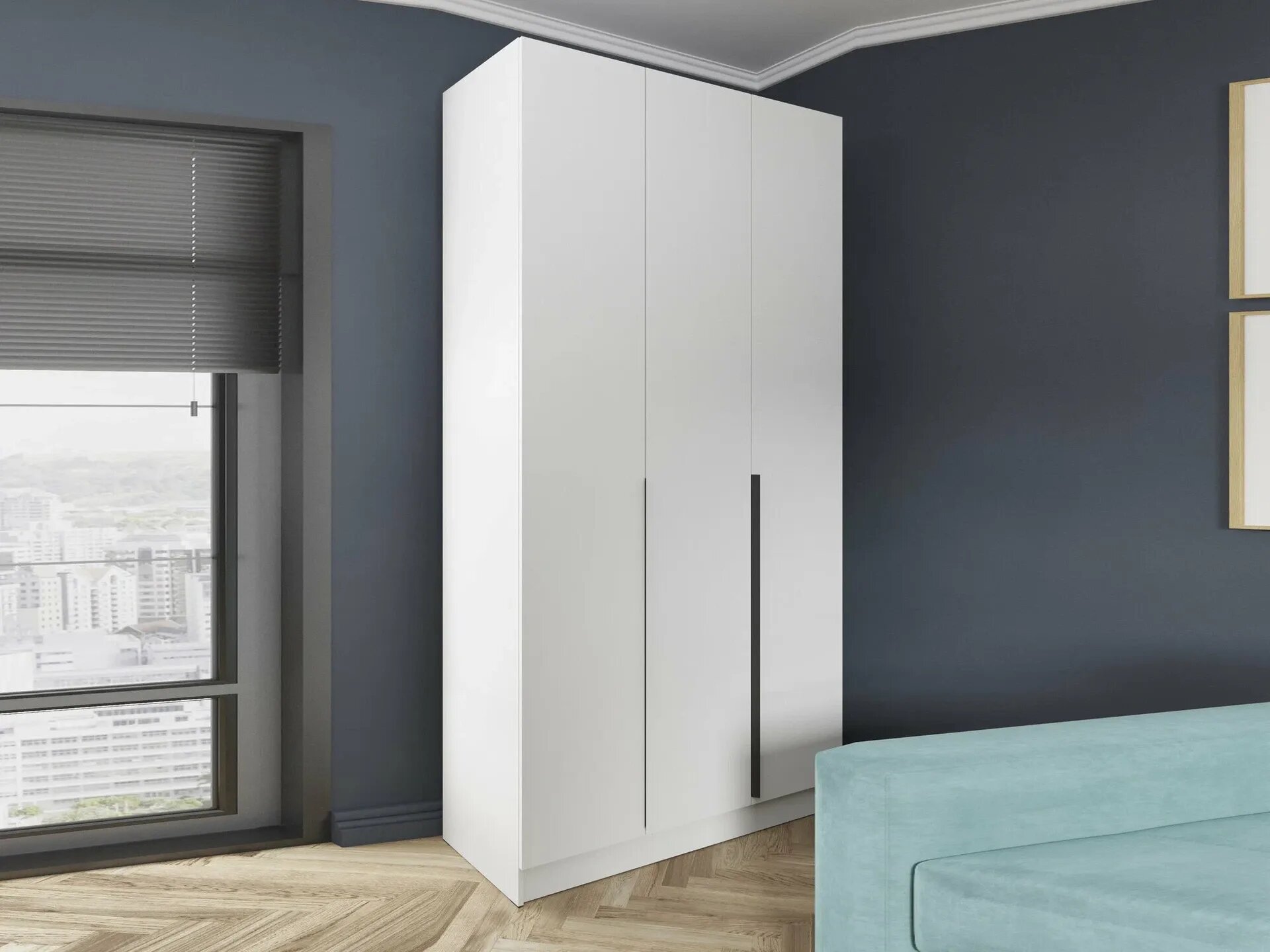 Шкаф 3-х створчатый «Мадрид» без зеркала, белый (1200х540х2300)