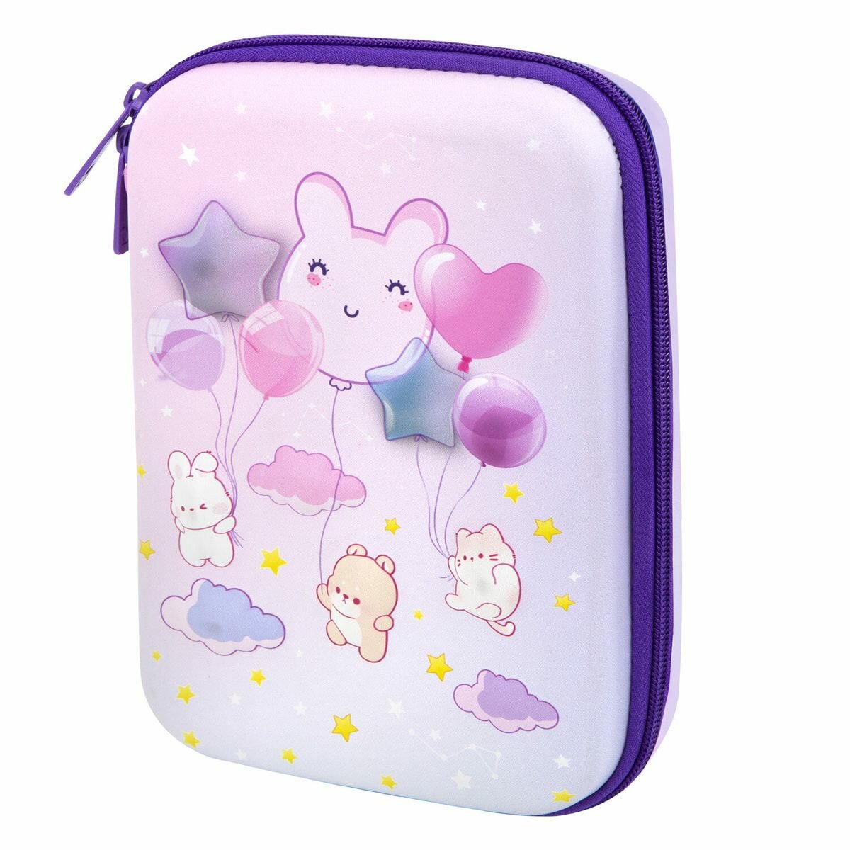 Пенал школьный 1 отделение Brauberg Kids большой удобный с откидной планкой, EVA, 22х15х4см, "Dreamy clouds" (273507)