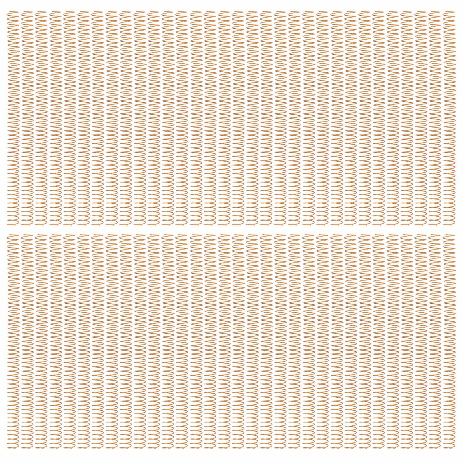 100 шт. золотых спиральных переплетных пружин диаметром 16 мм, 48 петель, шаг 4:1, для документов формата A4, вместимость до 140 листов, прочные.