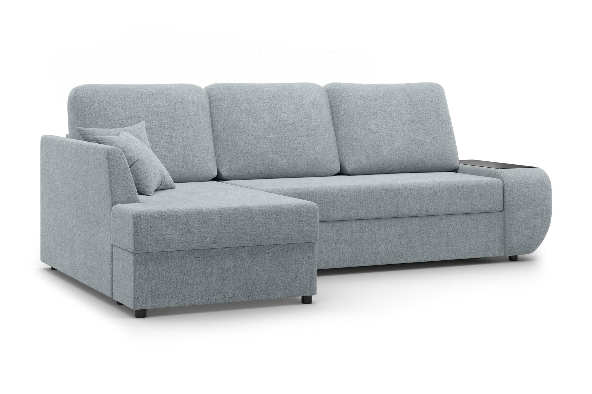 Диван угловой раскладной Нонтон Тусон, 243x147x90 см, дельфин, угол - L, велюр темно-серый