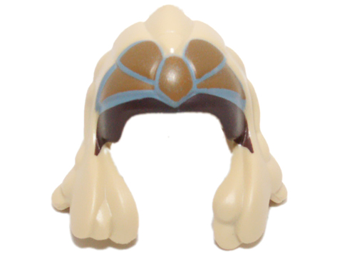 Minifigure, Headgear Headdress SW Tholoth with Dark Tan, Blue and Brown Pattern, 13194pb01 Tan N