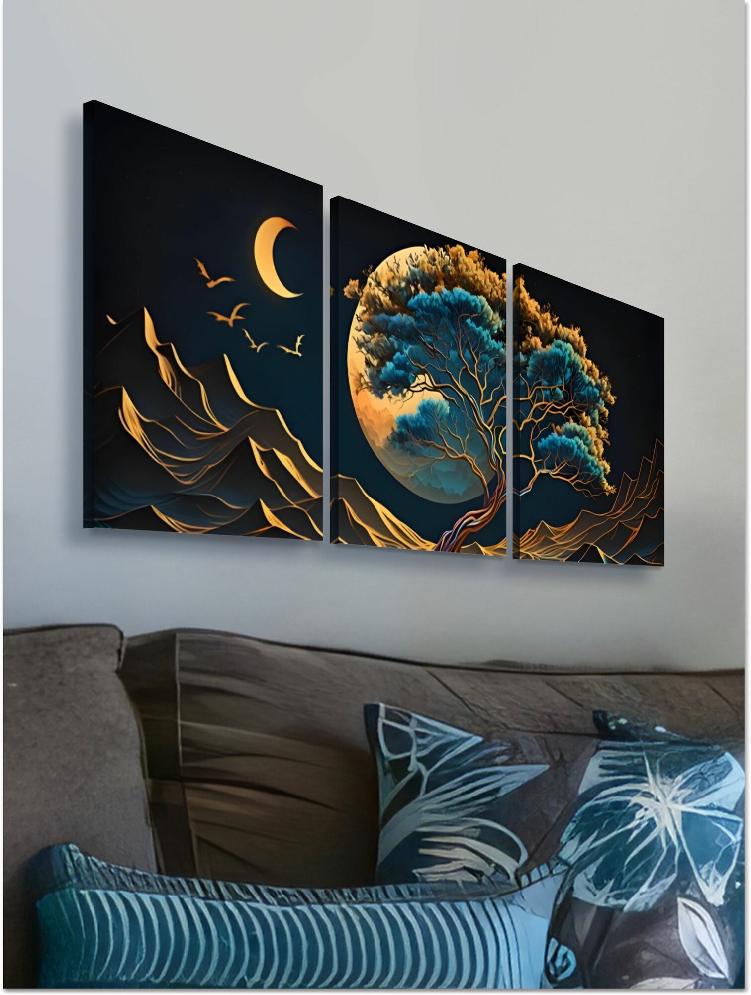 Картина Изумруд среди камней модульная 50x70см 3шт.