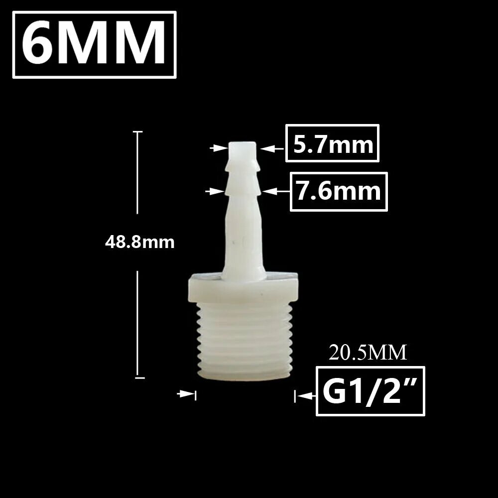 Переходник для шланга с наружной резьбой 1/2 дюйма на 4/6/8/10/12/14/16/18/20 мм