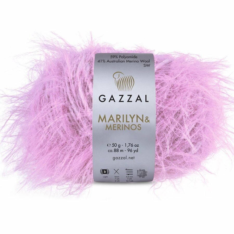 Пряжа Gazzal MARILYN & MERINOS 8255 св. розовый (5 мотков)