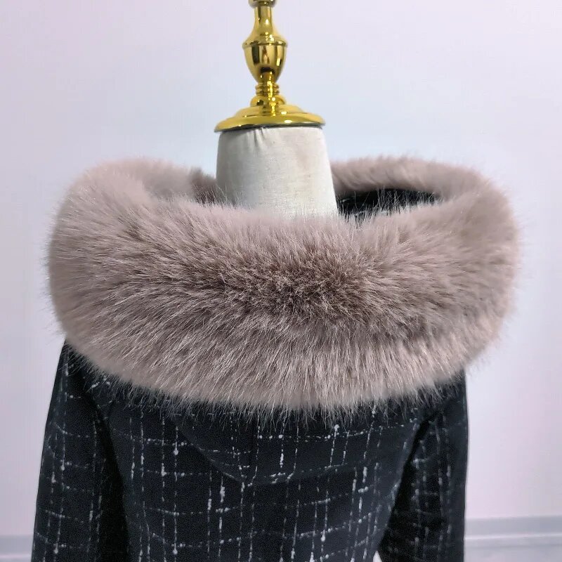 Qearlstar зимняя фальшивая нора меха воротник для женщин мужчин зимняя куртка капюшон отделка замена съемный шарф обернуть для ребенка пальто,200,18, искусственный мех, полиэстер, полиэстер,75