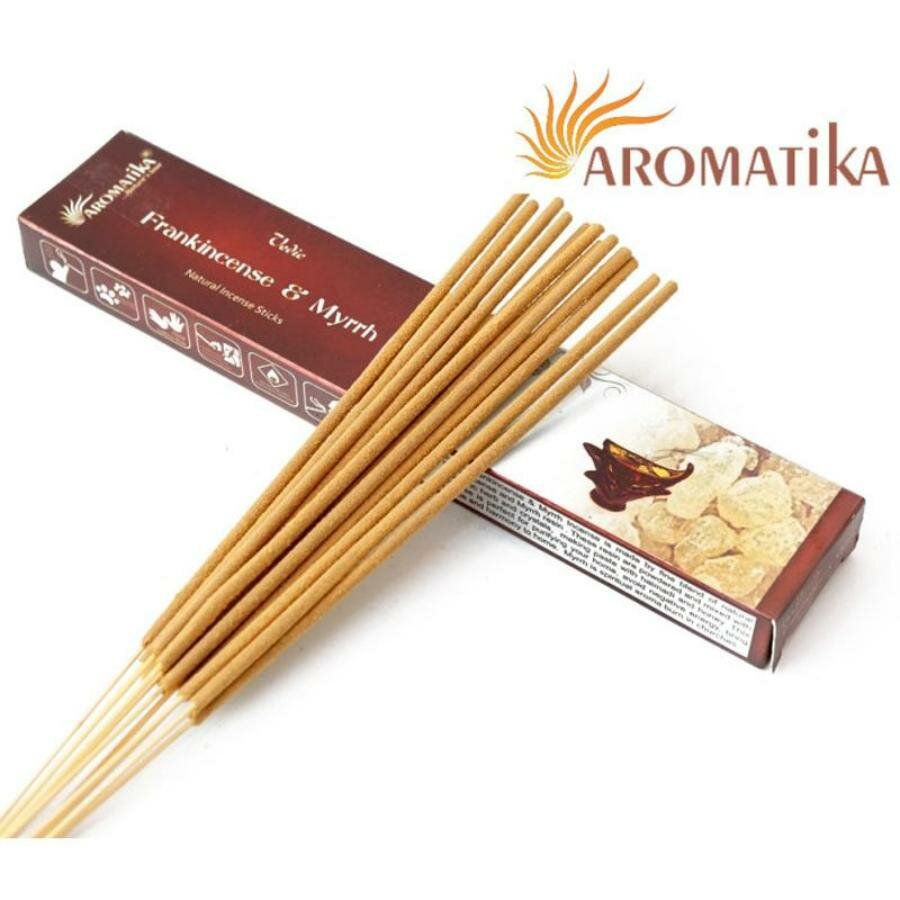 Vedic FRANKINCENSE & MYRRH Natural Incense Sticks, Aromatika (ладан И мирра натуральные ароматические палочки, Ароматика), 15 г.