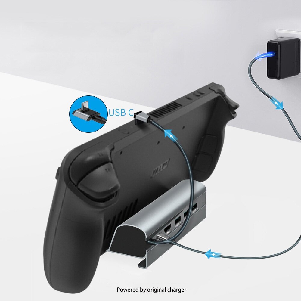 Док-станция для Valve Steam Deck 6-in-1 в металлическом корпусе, Подставка и Зарядка для приставки, USB3.0, 1000MB