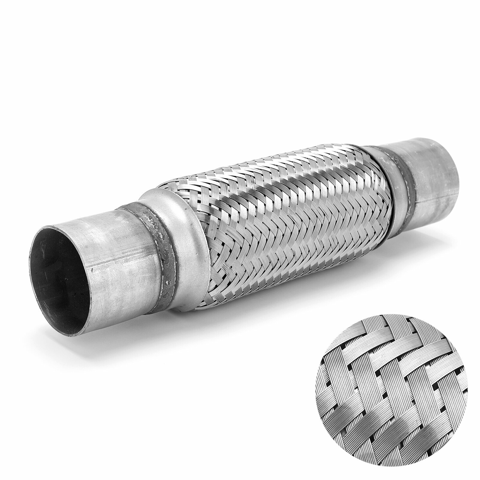 Гибкий Труба для Ремонта Выхлопной Системы 2.25x12in 57mm из Нержавеющей Стали, Гибкий Соединитель, Вязаный Бellow для Автомобиля