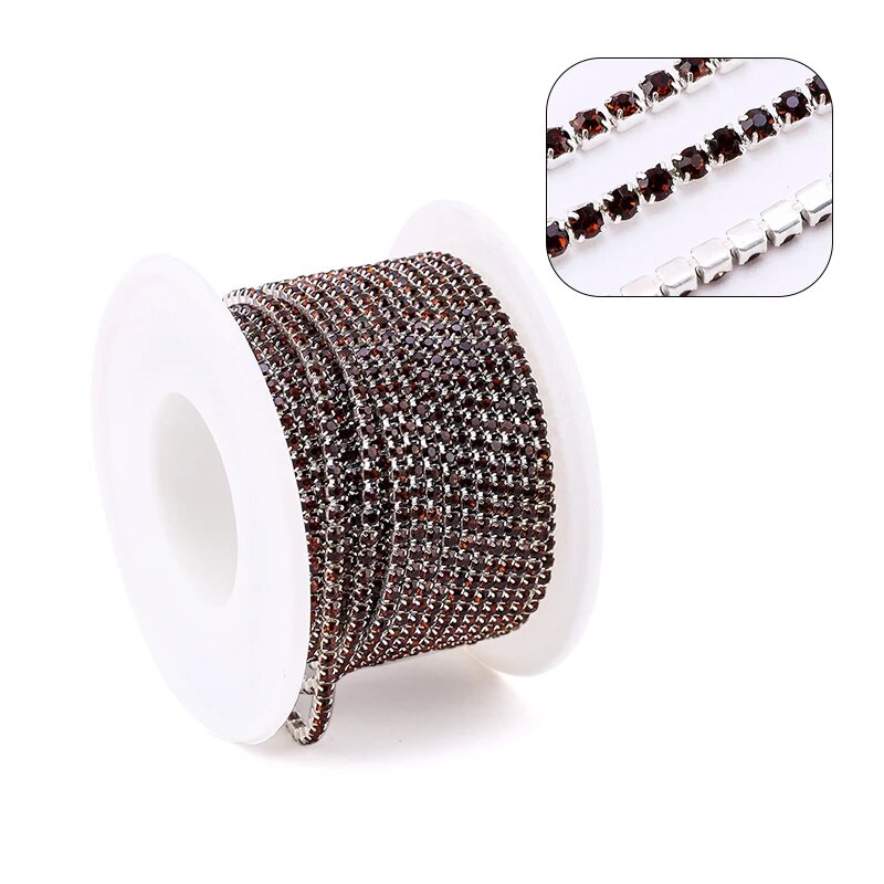 Стразы QIAO разноцветные 2 yard Amber silver base