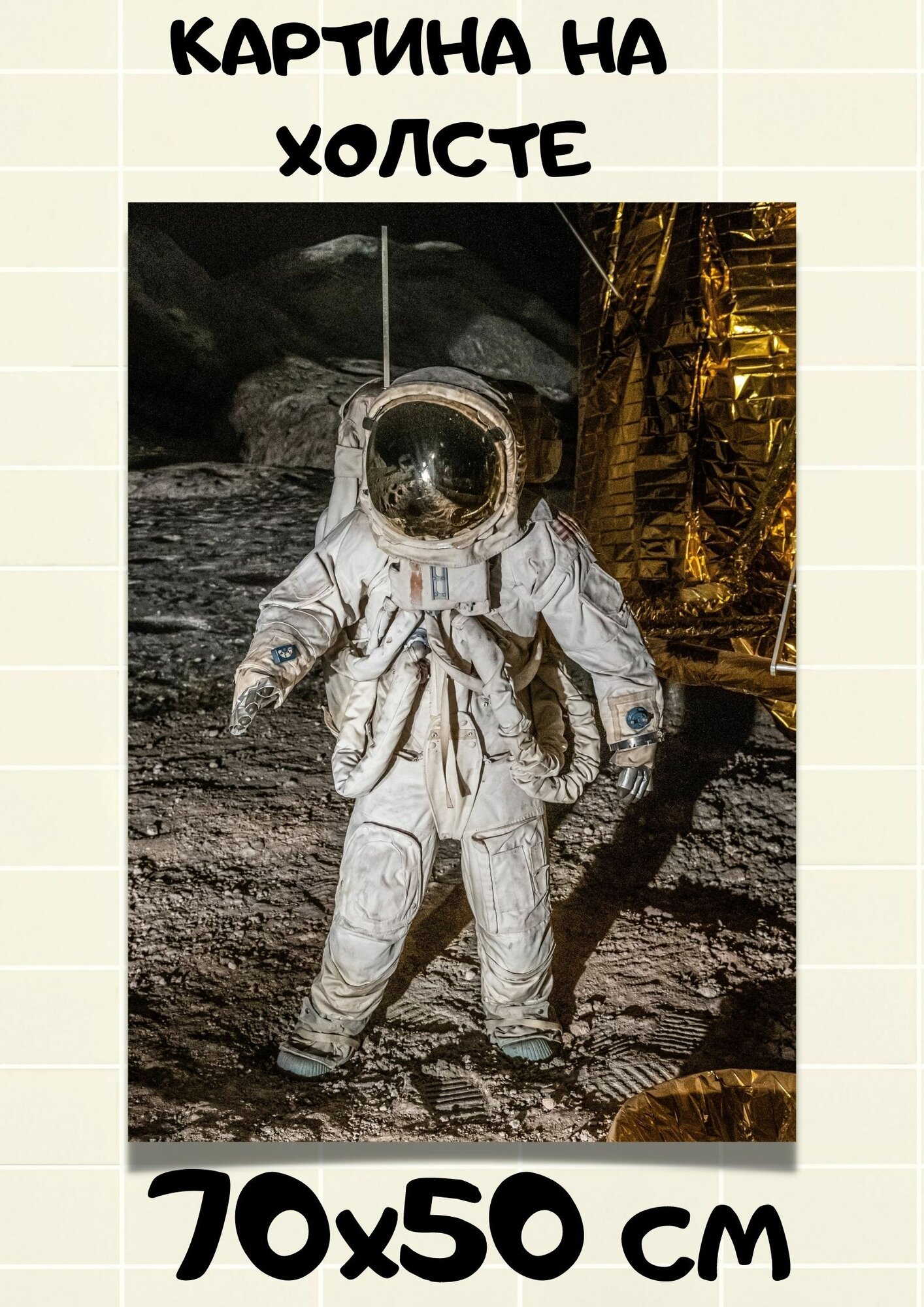 Картина Луна и месяц, спутник Земли / Фотокартина с луной в космосе на холсте