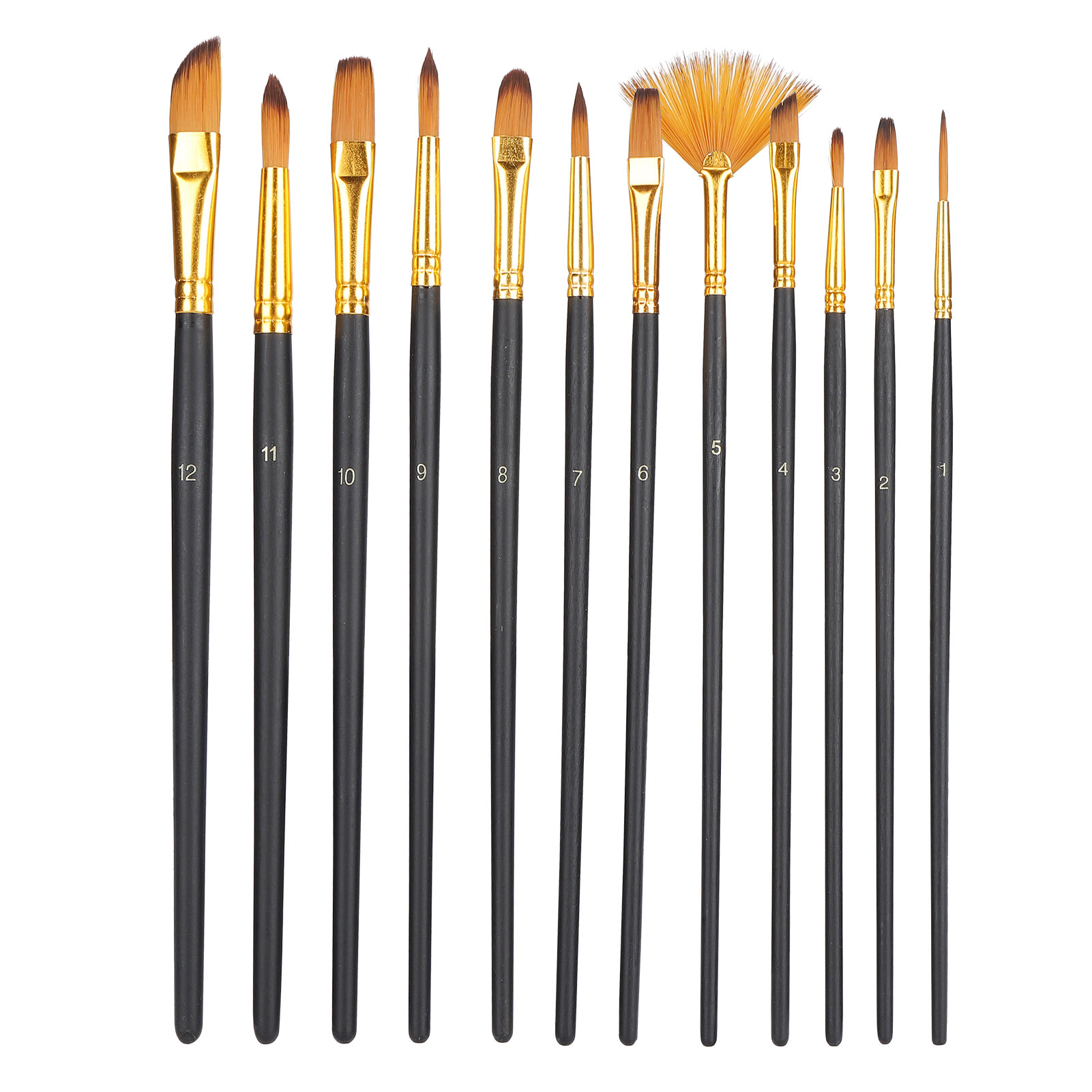 12pcs Paint Brushes Set Nylon Hair Professional Artist Painting Watercolor
