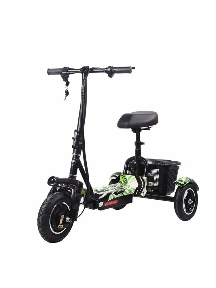 Электросамокат Складной электрический трехколесный самокат, зеленый