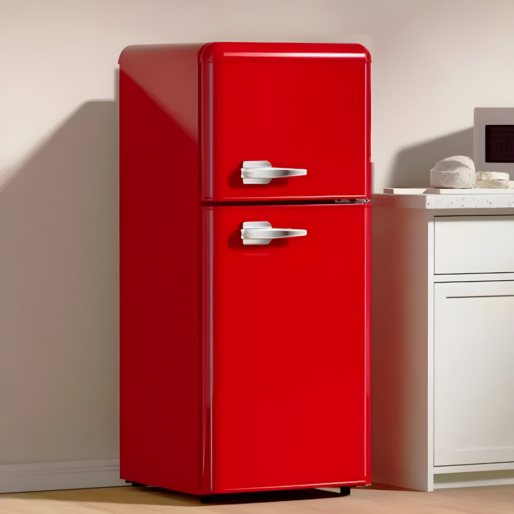 Ретро-холодильник Chigo BCD-88P165 красного цвета, 390х430х1100 мм