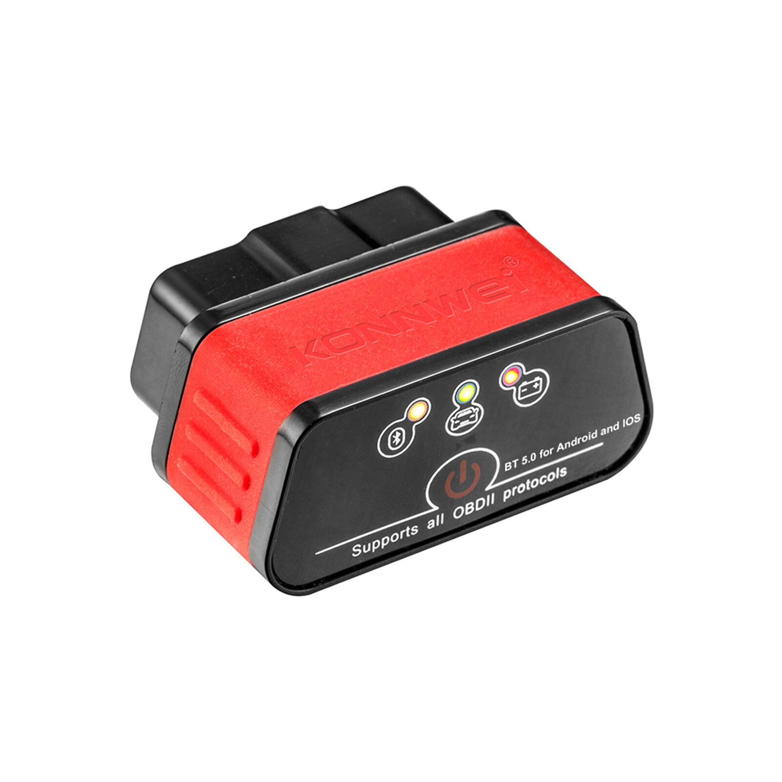 Беспроводной OBD-II сканер KONNWEI KW903 BT 5.0 для диагностики автомобилей, совместимый с системами iOS и Android.