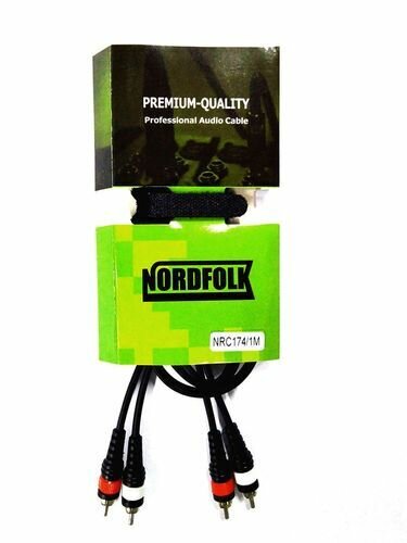 Аудио кабель 2 RCA x 2 RCA 1m Nordfolk NRC174/1M / тюльпан колокольчики