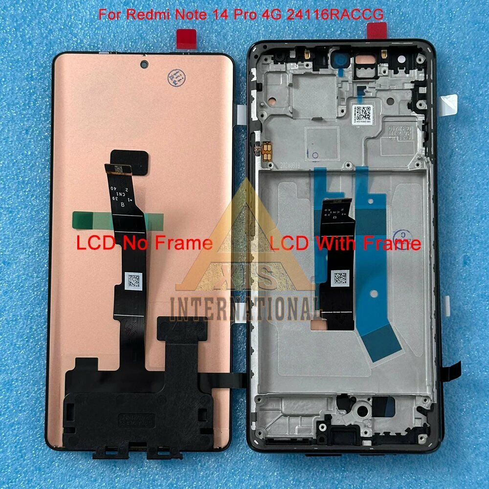 Оригинальный 6,67-дюймовый Amoled для Xiaomi Redmi Note 14 Pro 4G 5G/14 Pro+ Plus ЖК-дисплей с сенсорной рамкой OLED для Redmi Note 14/Note 14S 14Pro 4G Back Frame