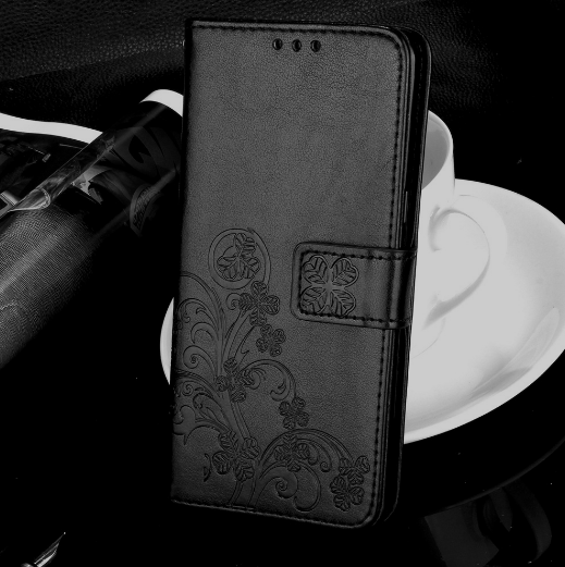 Фирменный чехол-книжка с красивым узором из качественной импортной кожи с подставкой застёжкой и визитницей для LG K10 (2017) M250 5.3 черный MyPads