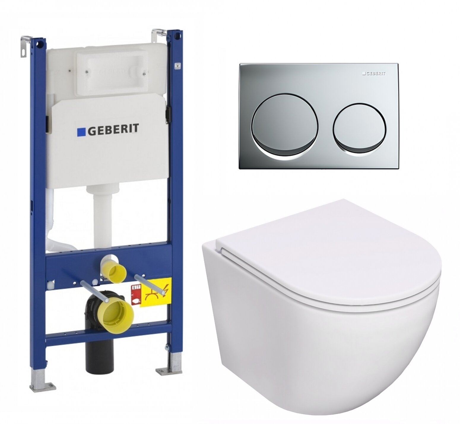 Комплект 3 в 1 инсталляция Geberit Duofix + Унитаз подвесной Lorne Pilpao Tornado LN5007502 + кнопка хром