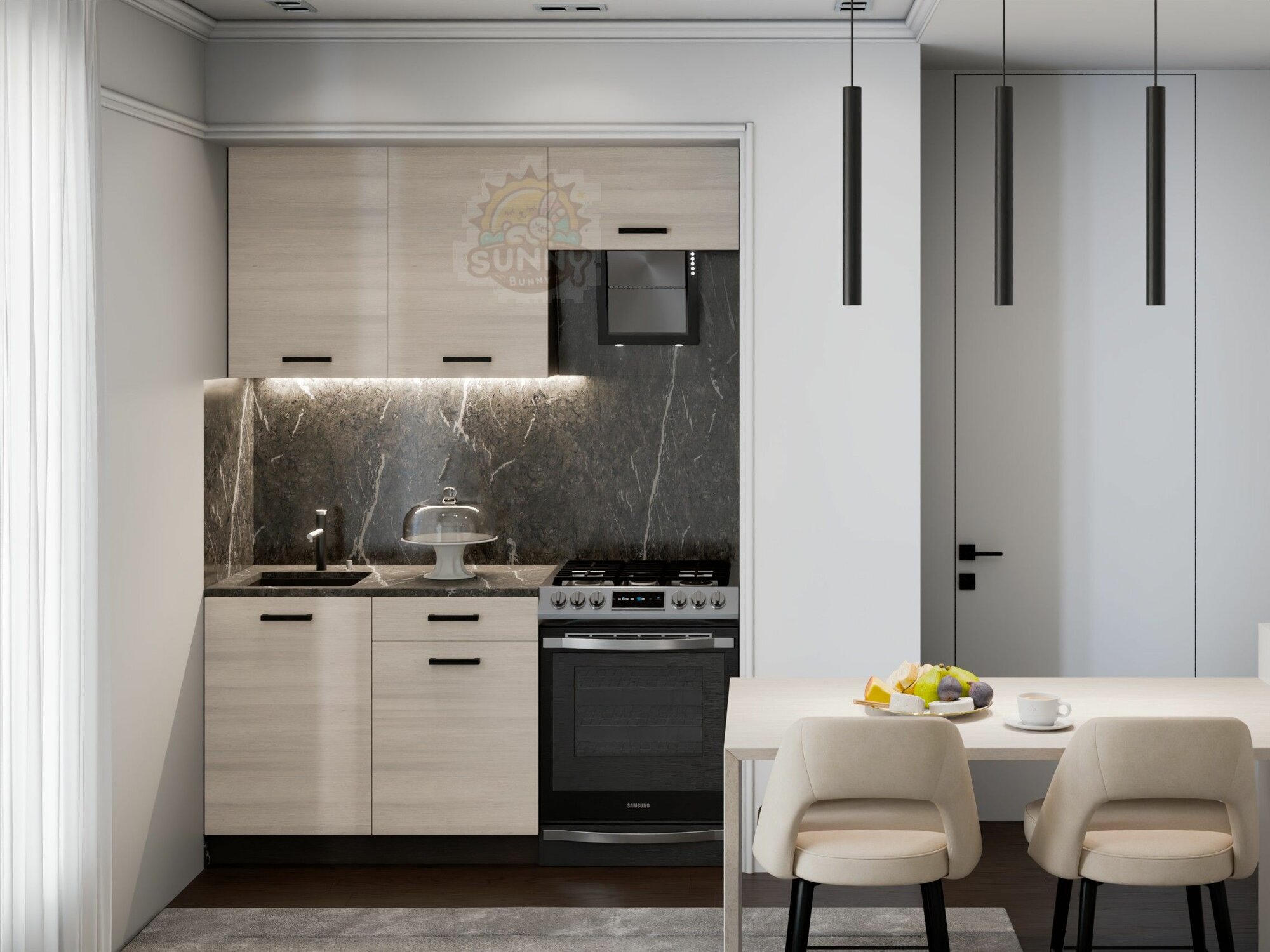 Кухня модульная прямая со столешницей Мария,160 см, Венге/Лоредо, ЛДСП, 180 х 160 х 60 см, столешница 60 см.