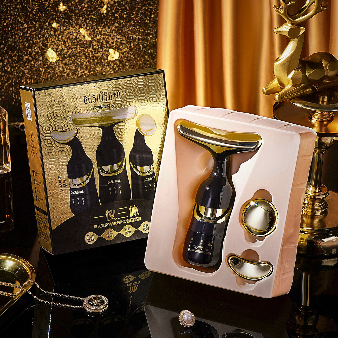 Массажер "История с ней", для лица, шеи и декольте, звуковой, черный