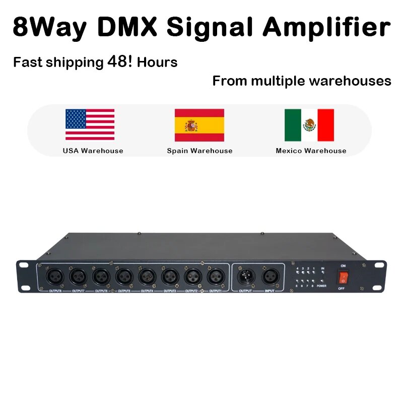 Kinusdjs 8-канальный DMX-разветвитель DMX512 Европейская вилка (EU Plug)