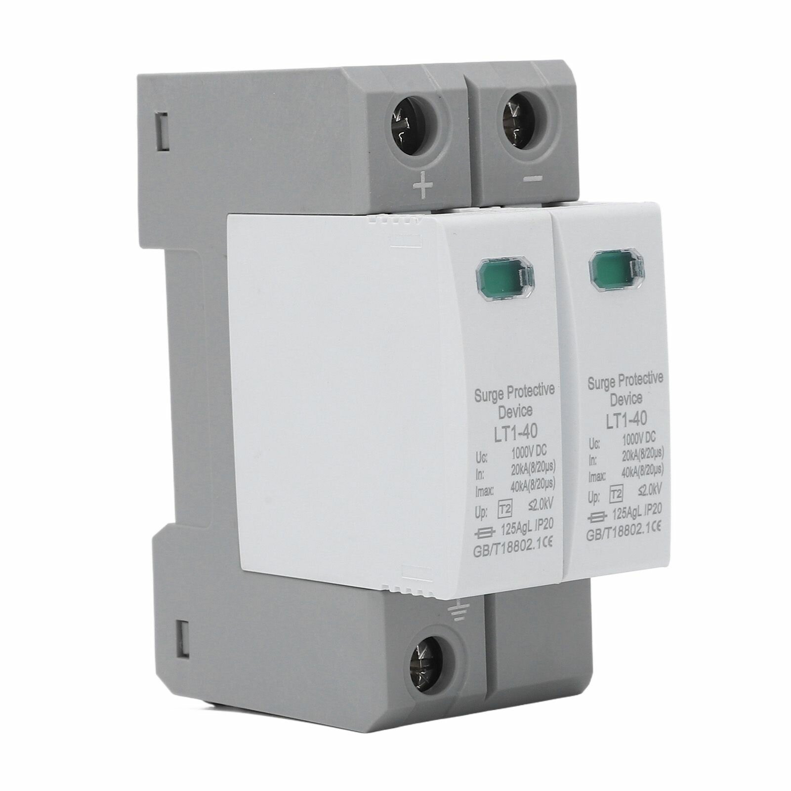 Устройство защиты от перенапряжения постоянного тока Модульная конструкция Огнестойкий разрядник быстрого реагирования 2P 40KA 1000V