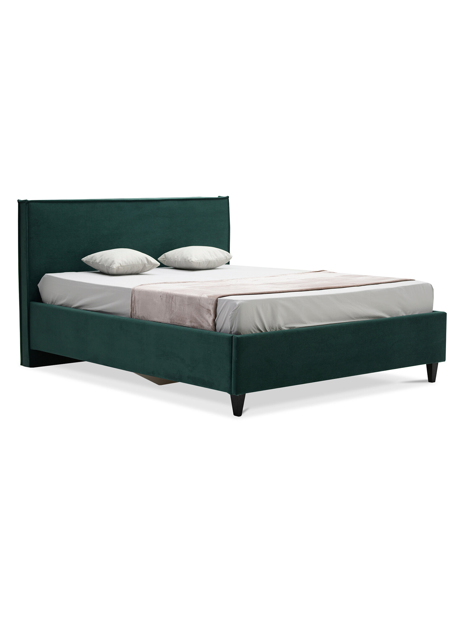 Двуспальная кровать "Ладья" Блэр 160х200 см, с подъемным механизмом и ящиком для белья, велюр Ultra Forest