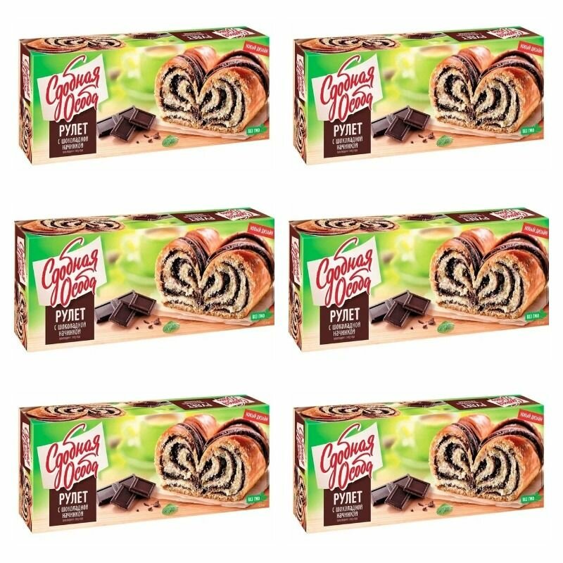 Сдобная особа Рулет с шоколадной начинкой, 400 гр, 6 уп