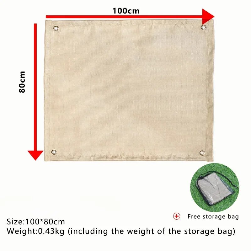 Огнестойкий коврик из стекловолокна для кемпинга 100x80cm