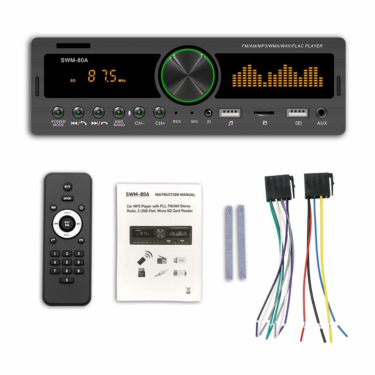 DIN Car Stereo Audio Automotivo Bluetooth MyPads с USB USB SD AUX Card In-Dash Авторадио FM MP3-плеер Тип ПК -80A