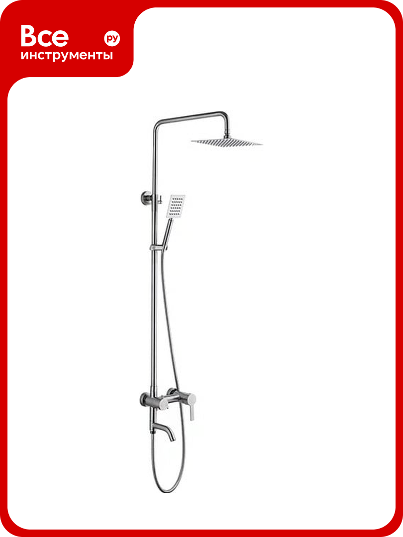 Душевая система LEDEME картридж 35 мм, с тропическим душем, нержавеющий корпус матовый, лейка пластик, хром L72401 65822