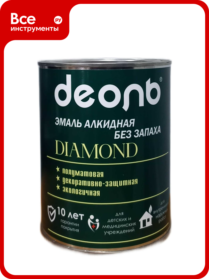 Алкидная, Деоль, эмаль Деоль Diamond без запаха, белая, 0,75 л 00033003, деревянных, окрашивания деревянных