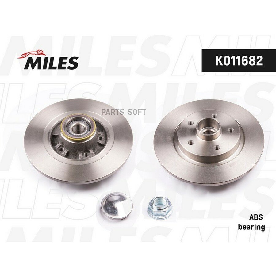 MILES K011682 Диск тормозной RENAULT KANGOO 08- задний с подшипником с кольцом АБС ()