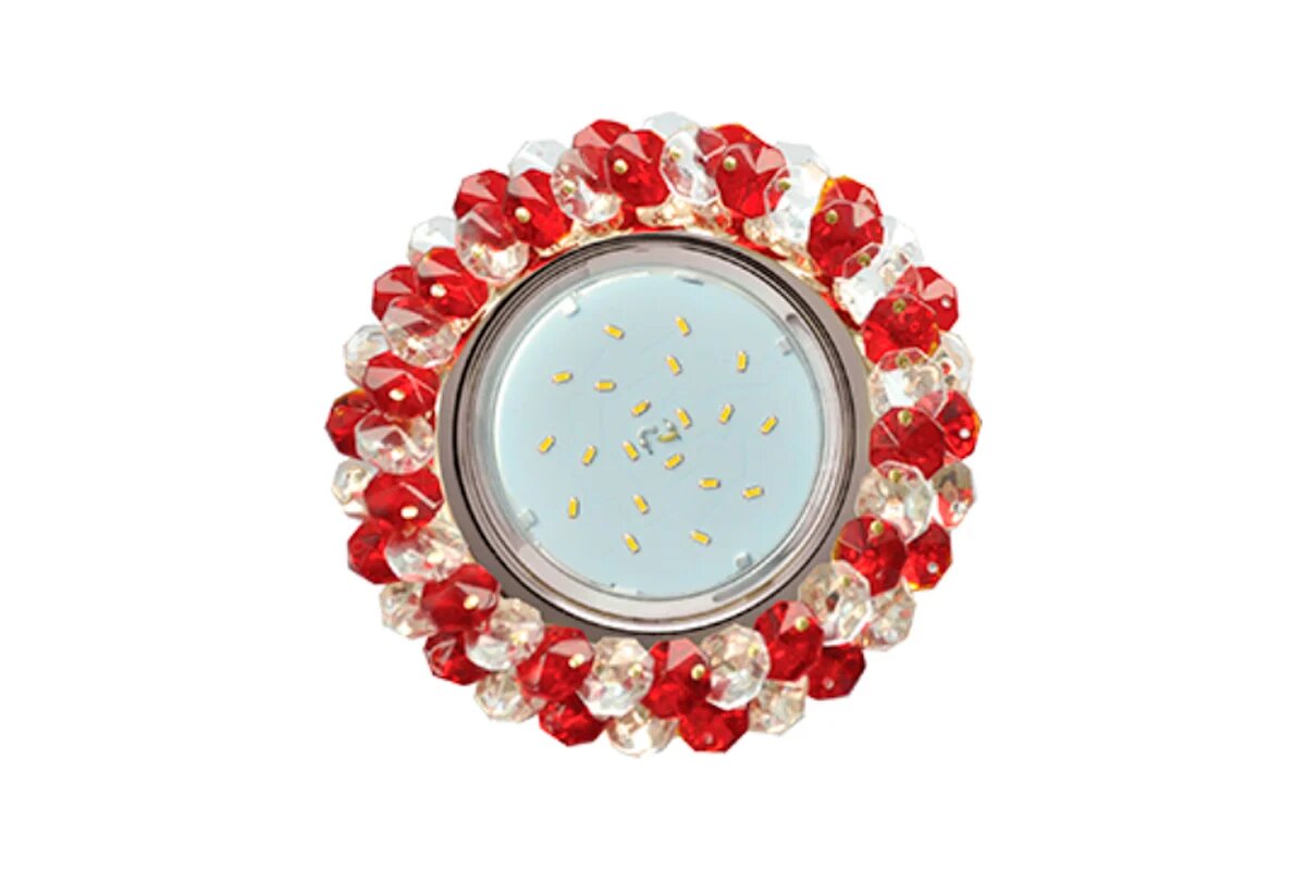 Ecola GX53 H4 5341 стекло круглый с хрусталикамипрозрачный рубин хром 56x120 к+ FS53RYECB