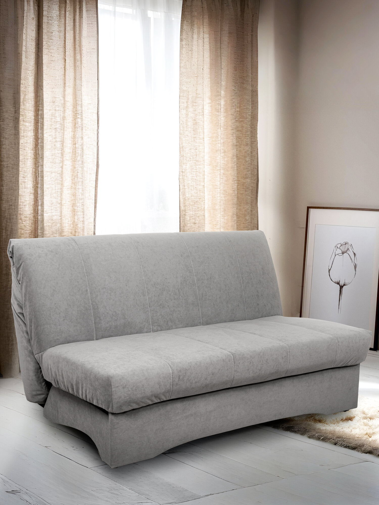 Диван- кровать, Диван выкатной механизм аккордеон, Феникс М , Сириус 140*200, Цвет серый