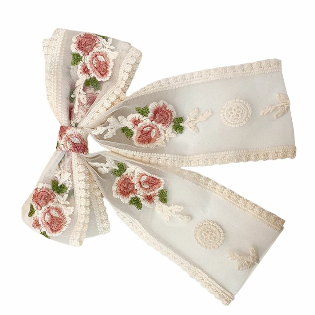 (1шт) Заколка с кружевной вышивкой и большим бантом для волос-большой бант