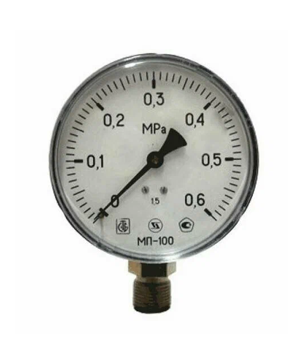 Манометр МП-100 радиальный Дк100мм 0-600 кПа кл.1,5 G1/2" завод теплотехнических приборов