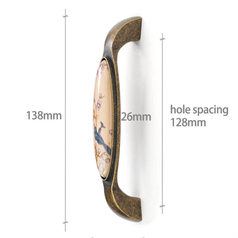 Керамические ручки для мебели imango, птичий узор Bird 276-CC128mm