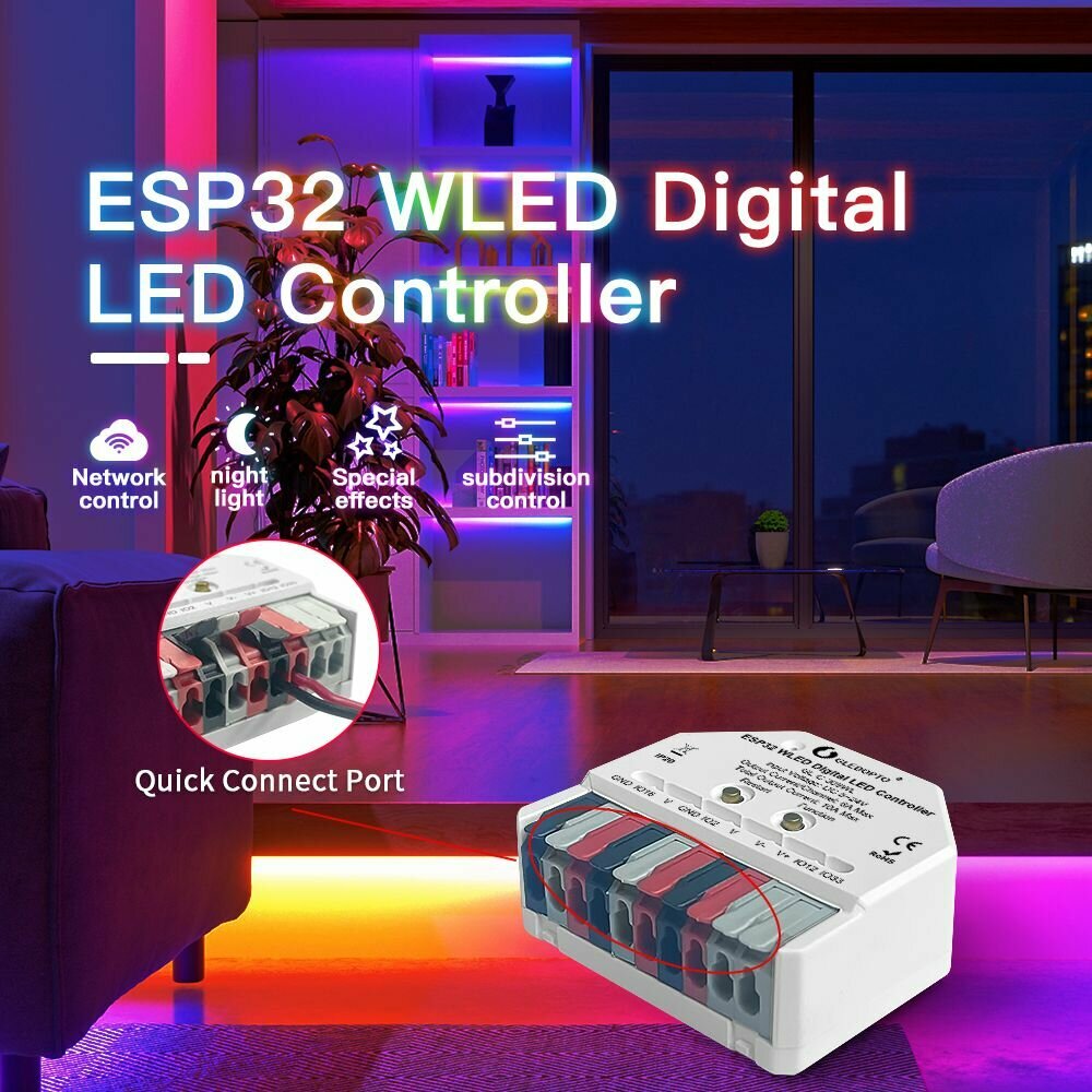 GLEDOPTO ESP32 WLED светодиодный контроллер Динамический RGB 800IC DIY App Управление для WS2811 WS2812 SK6812 TM1814 WS2813 WS2815 полосы света