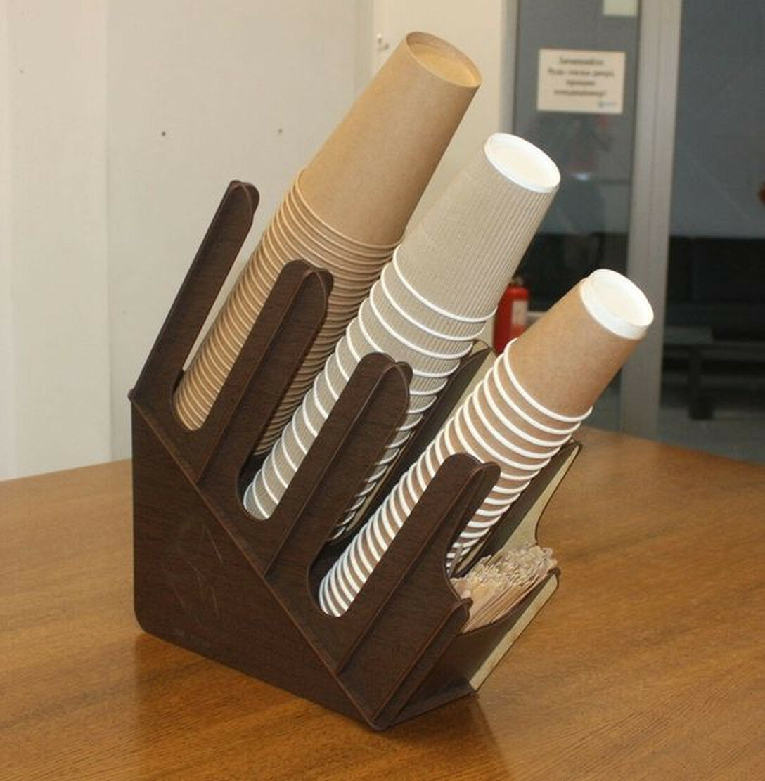 Органайзер деревянный, подставка из дерева, держатель для одноразовых стаканов и крышек, сыпучих продуктов