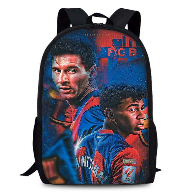 Lamine yamal lionel messi football star printed childrens backpack trendy school bag for boys and girls style2